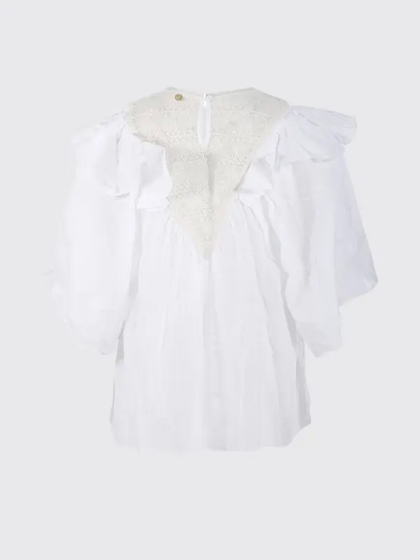 Antik Batik Cotton Blouse With Lace And Ruffle Details