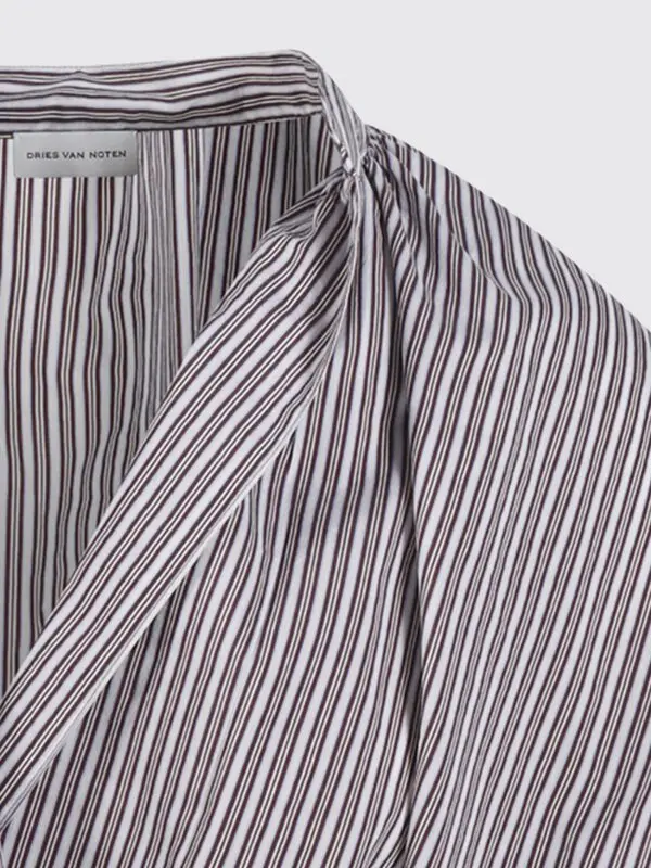 Dries Van Noten Striped Silk-blend Blouse With Shawl Collar