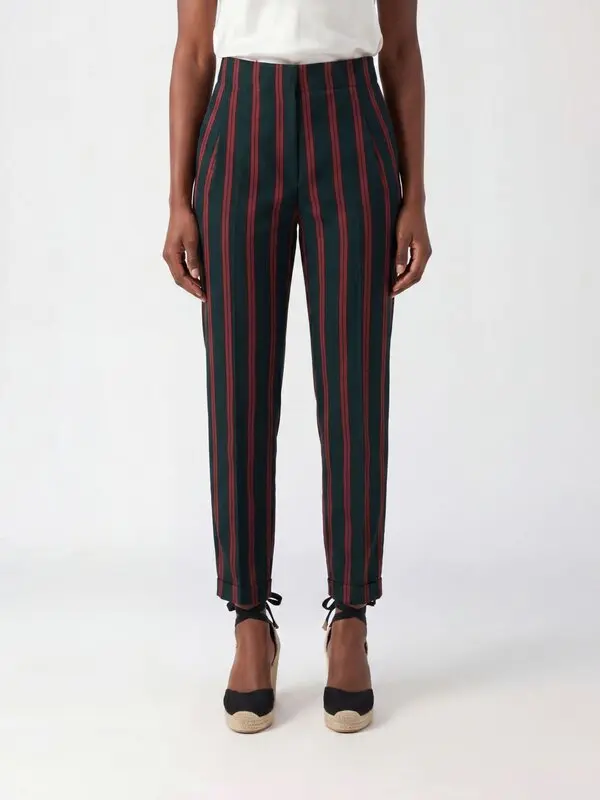 Dries Van Noten High-waisted Striped Cropped Trousers - Green