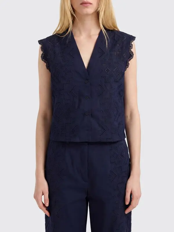 Momoni Sleeveless Embroidered Cotton Blouse