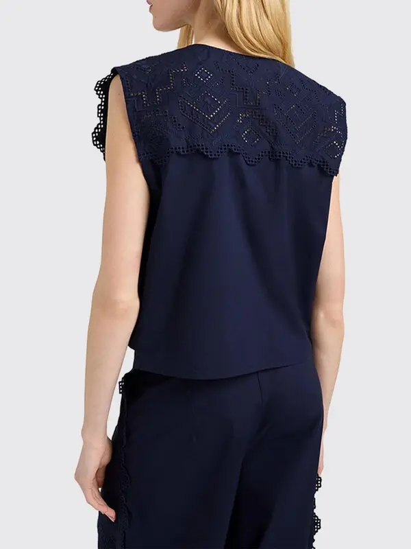 Momoni Sleeveless Embroidered Cotton Blouse
