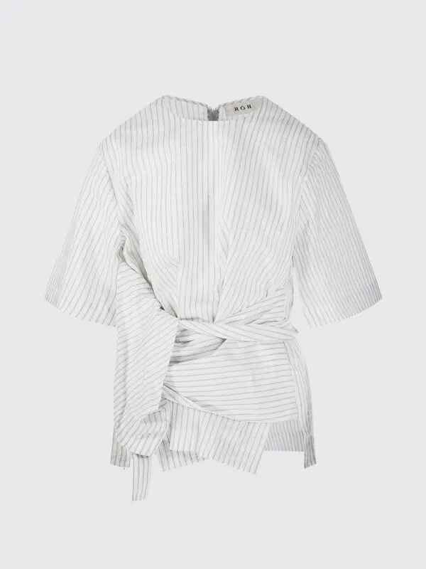 RÓHE Striped Silk And Cotton Blend Blouse With Tie Waist