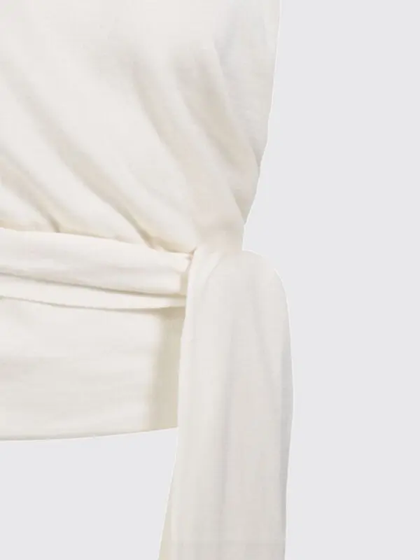 RÓHE Sleeveless Knitted Jumper In Cotton And Cashmere With Waist Belt - White