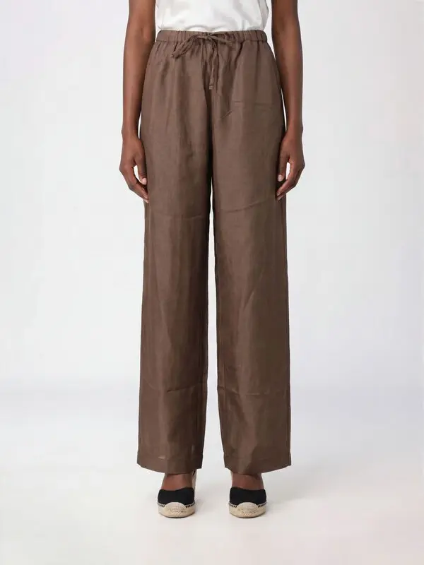 RÓHE High-waisted Straight-leg Trousers In Viscose With Drawstring Waist - Brown