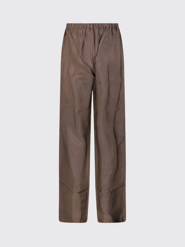 RÓHE High-waisted Straight-leg Trousers In Viscose With Drawstring Waist - Brown