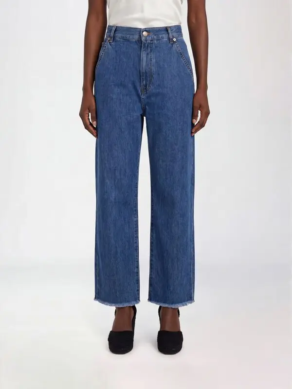 DARKPARK High-waisted Cropped Jeans With Patch Pockets - Blue