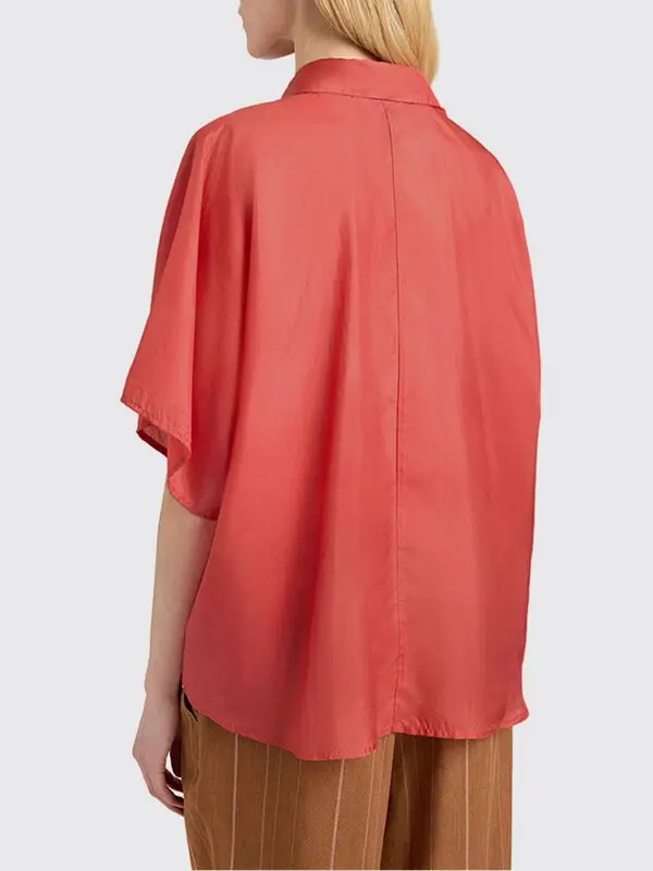 Momoni Relaxed Fit Short-sleeve Silk Shirt With Classic Collar