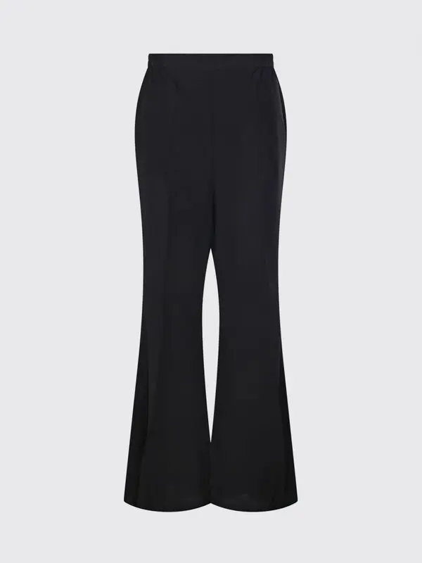 MES DEMOISELLES High-waisted Flared Silk Trousers - Black