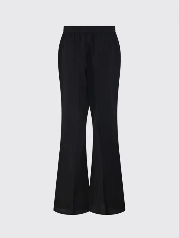 MES DEMOISELLES High-waisted Flared Silk Trousers - Black