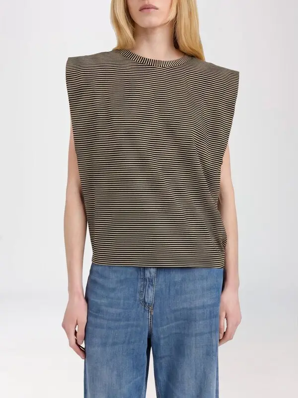 Momoni Cotton-blend T-shirt With Padded Shoulders - Striped
