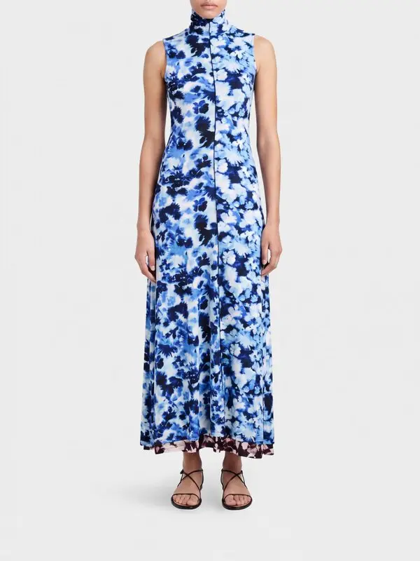 Proenza Schouler Sleeveless High Neck Printed Maxi Dress