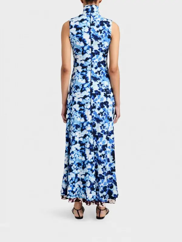 Proenza Schouler Sleeveless High Neck Printed Maxi Dress
