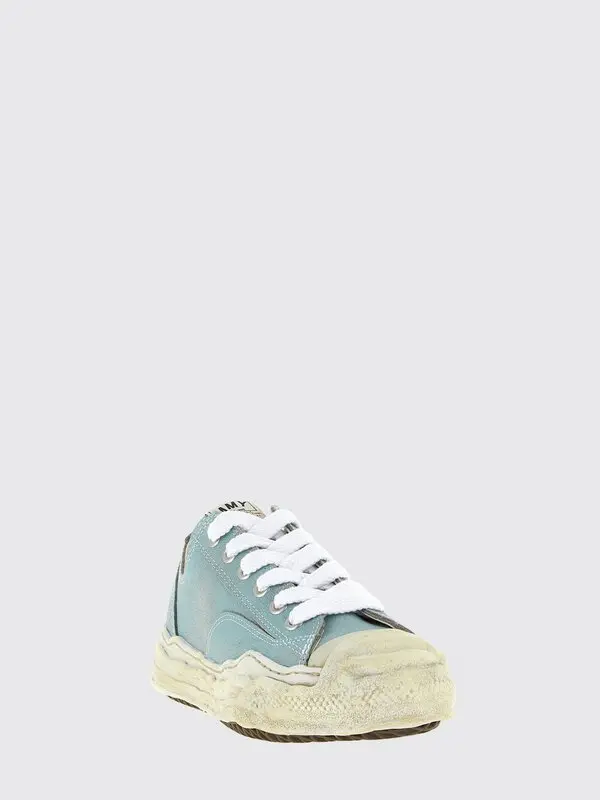 Mihara Yasuhiro Hank Og Grained Leather Sneakers With Distressed Effect - Blue