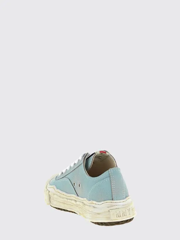 Mihara Yasuhiro Hank Og Grained Leather Sneakers With Distressed Effect - Blue