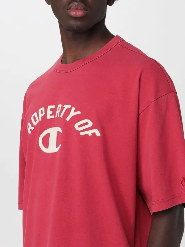 Champion Relaxed Fit Cotton T-shirt With Front Logo And Slogan Print
