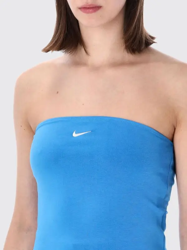 Nike Slim-fit Cotton-blend Bandeau Top With Swoosh Logo - Blue