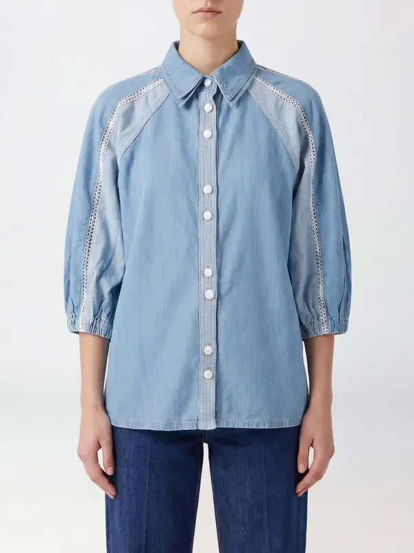 Farm Rio Shirt With Lace Trim