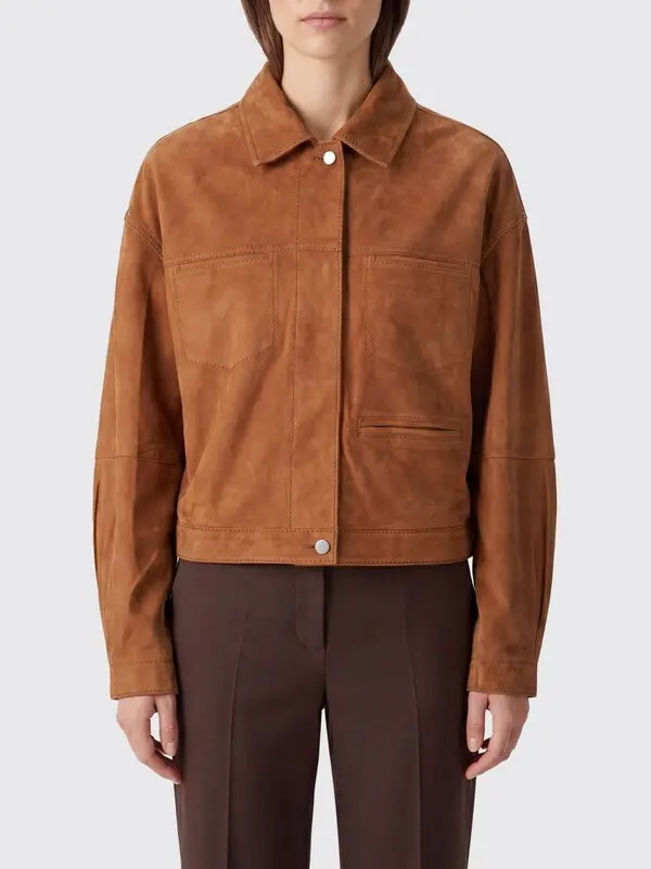 DESA 1972 Suede Sheepskin Leather Shirt Jacket - Camel