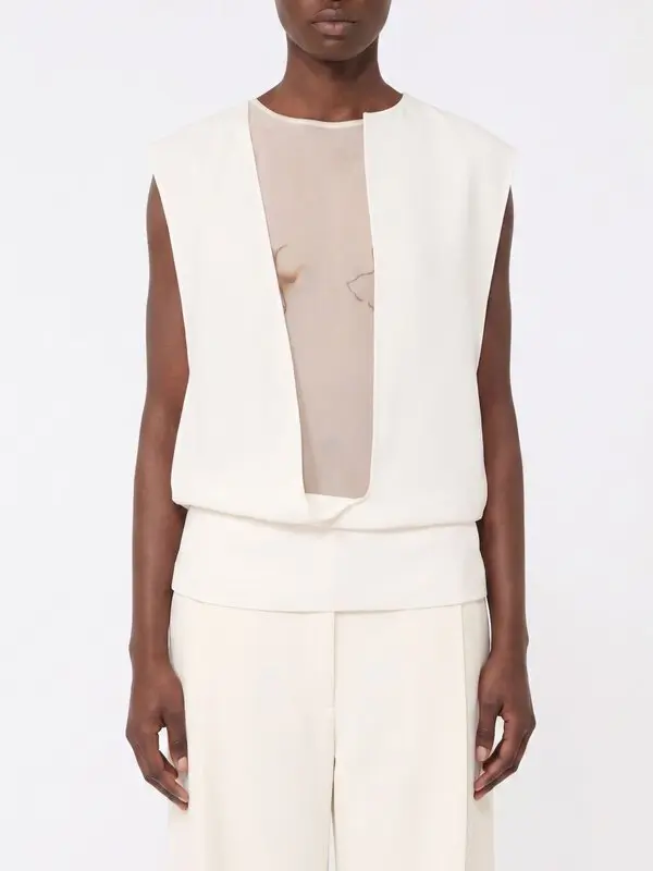 Sportmax Asymmetrical Floral Print Viscose Evening Top