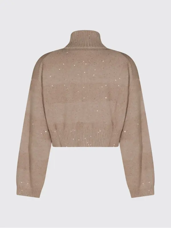 Brunello Cucinelli Sequin-embroidered Cotton Zip-up Turtleneck Cardigan