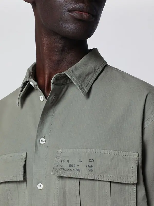 Dsquared2 Casual Shirt In Cotton With French Collar And Flap Pockets