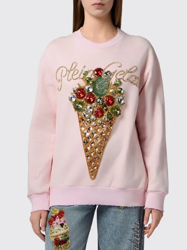 Philipp Plein Rhinestone Logo Cotton Sweatshirt