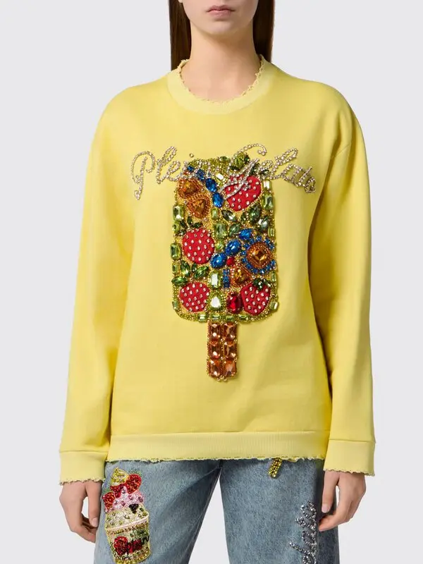 Philipp Plein Embellished Logo Cotton Crewneck Sweatshirt