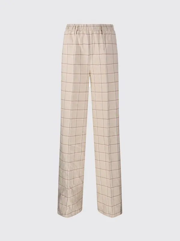FORTE_FORTE Checkered Linen Blend Trousers - Pink