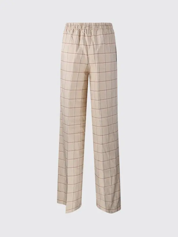 FORTE_FORTE Checkered Linen Blend Trousers - Pink