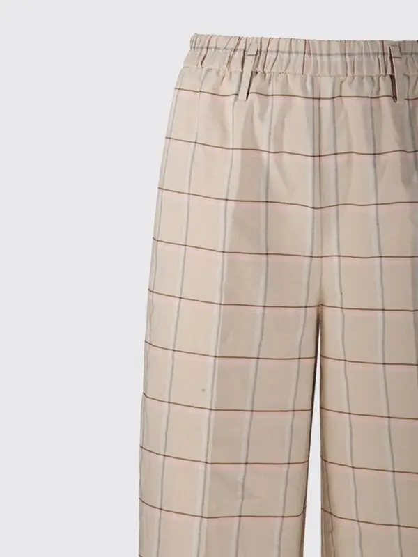 FORTE_FORTE Checkered Linen Blend Trousers - Pink