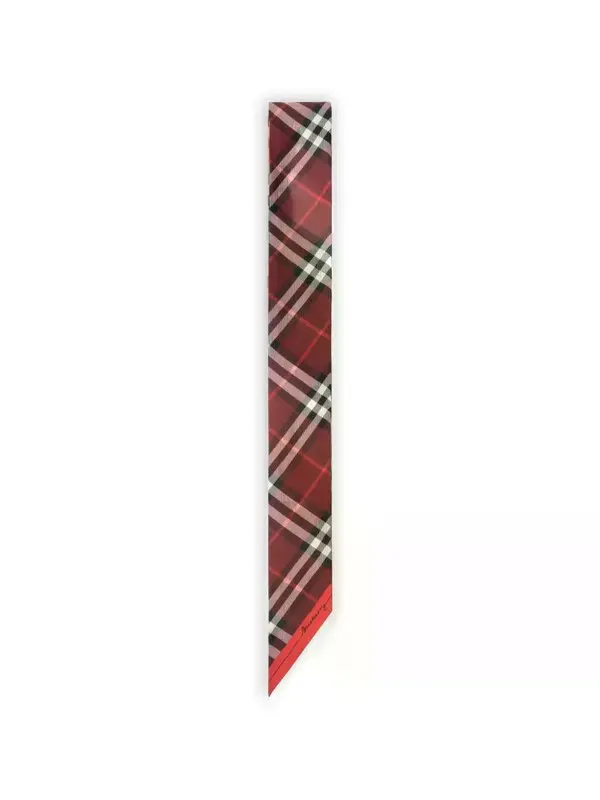 Burberry Skinny Contrast Check Silk Scarf - Neutrals