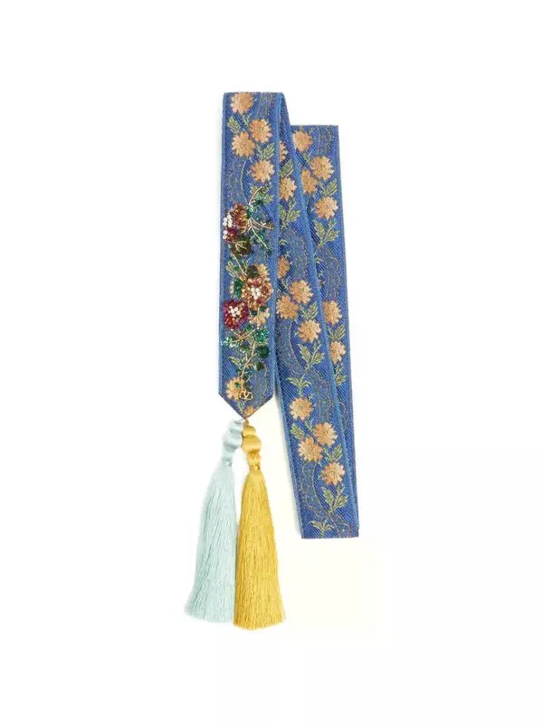 Valentino Garavani Embroidered Viscose Bandeau Scarf - Blue