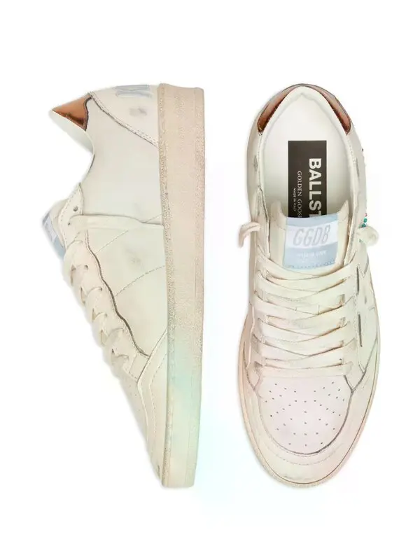 GOLDEN GOOSE Ball Star Nappa Leather Sneakers With Embellishments - Neutrals