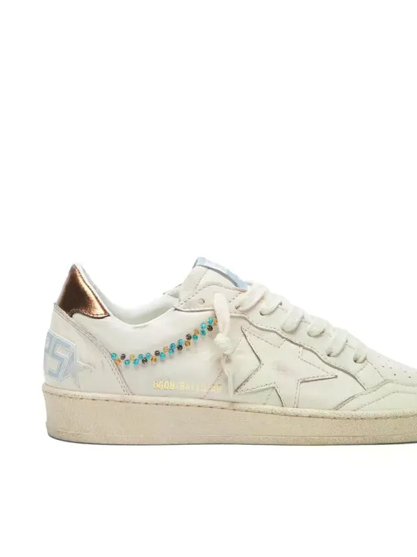 GOLDEN GOOSE Ball Star Nappa Leather Sneakers With Embellishments - Neutrals