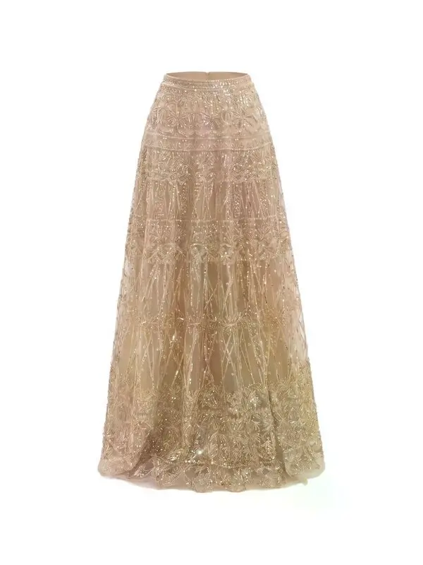 SAIID KOBEISY Beaded A-line Maxi Skirt - Gold