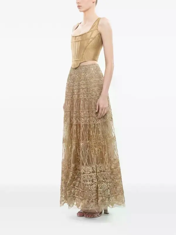 SAIID KOBEISY Beaded A-line Maxi Skirt