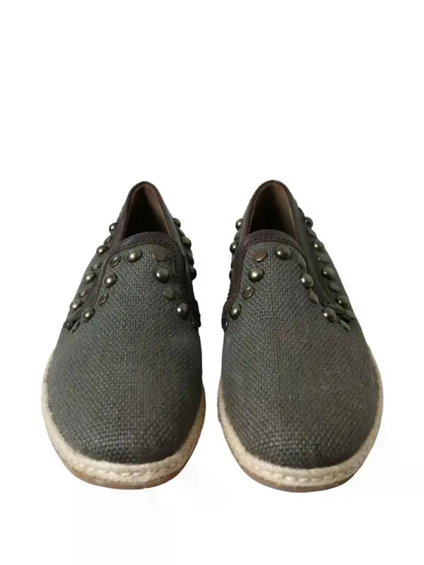 Dolce & Gabbana Studded Leather-trim Loafers