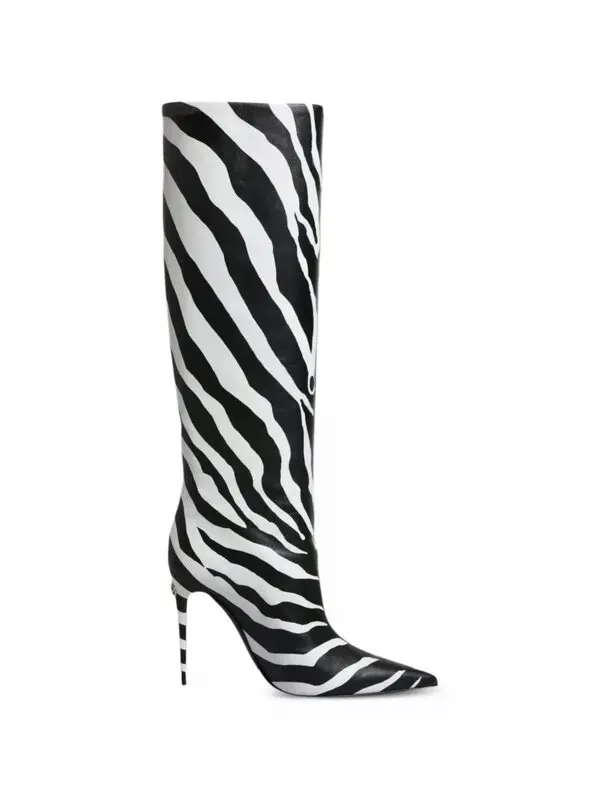Dolce & Gabbana Zebra-print Leather Boots - Black