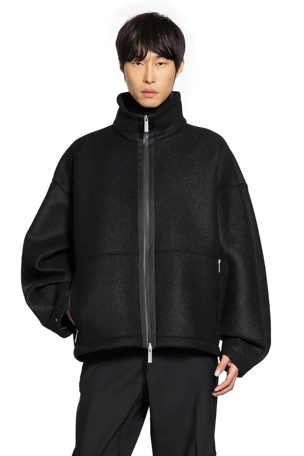 Herno Felt Zip-up Jacket With High Neck And Drawstring