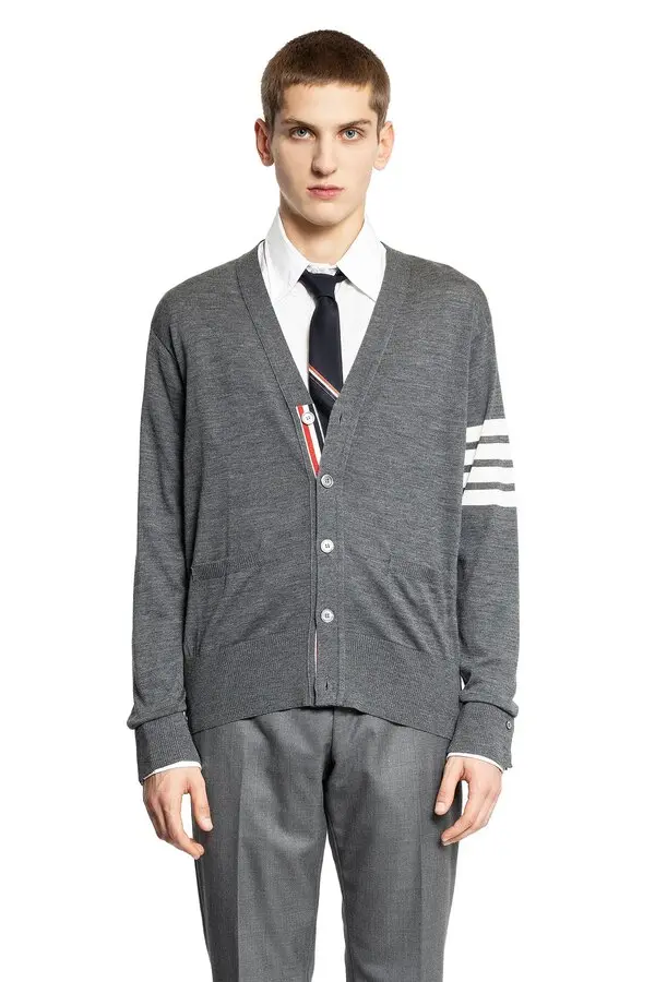 Thom Browne Merino Wool 4-bar Cardigan - Grey