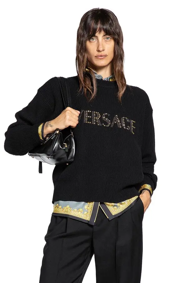 Versace Logo Sweater In Wool