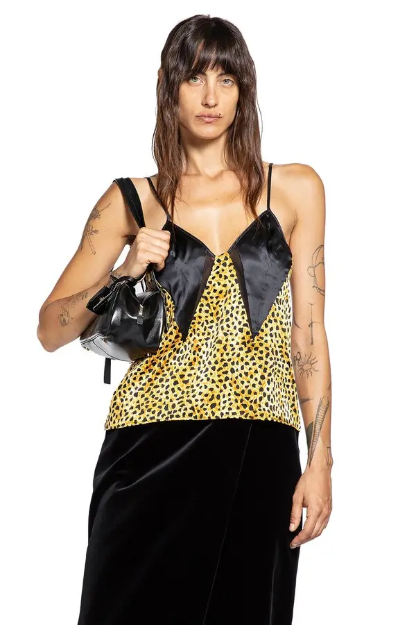 Versace Cheetah Allover Silk Slip Camisole
