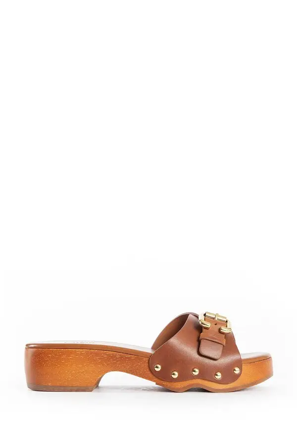 Chloé Jeannette Mule Clogs With Buckled Strap - Brown
