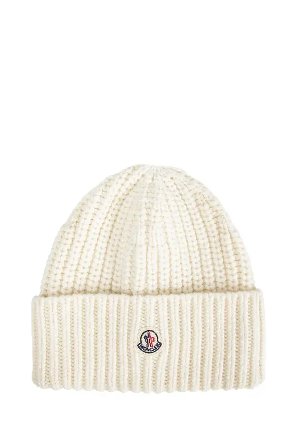 Moncler Ribbed Wool Beanie - Off-white