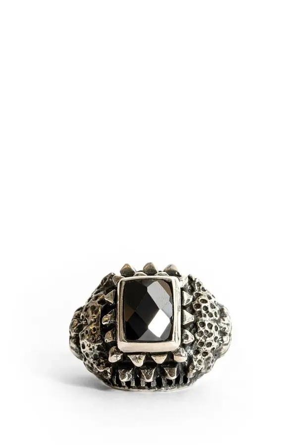 KD2024 Onyx And Tiger Engraved Ring - Silver