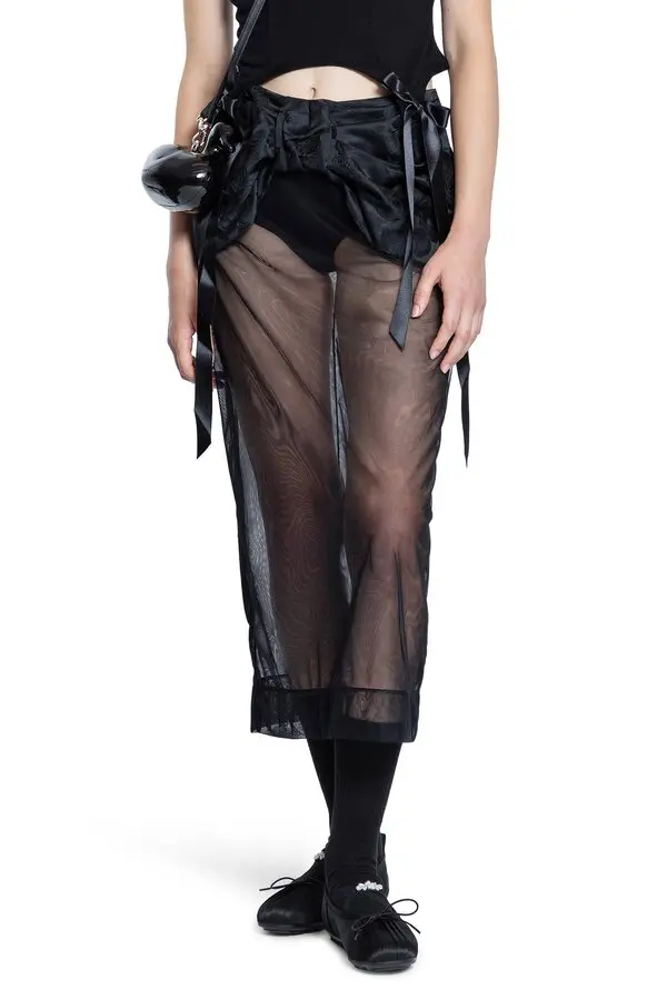 Simone Rocha Sheer Brocade Bow Waist Pencil Skirt