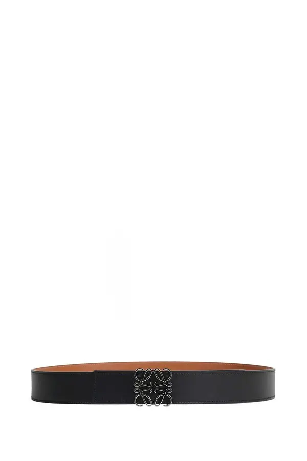 Loewe Reversible Leather Belt With Anagram Buckle - Black