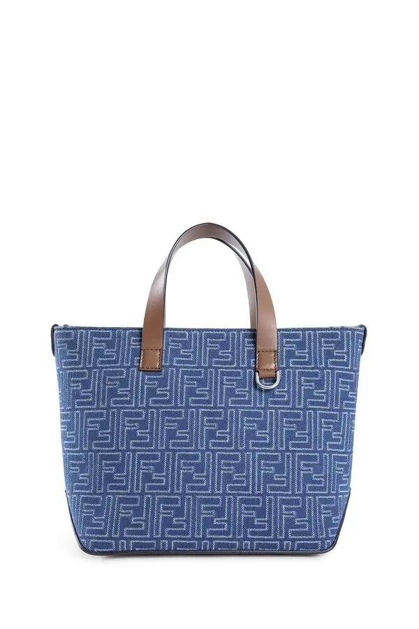 Fendi Ff Jacquard Denim-effect Shopping Bag - Blue