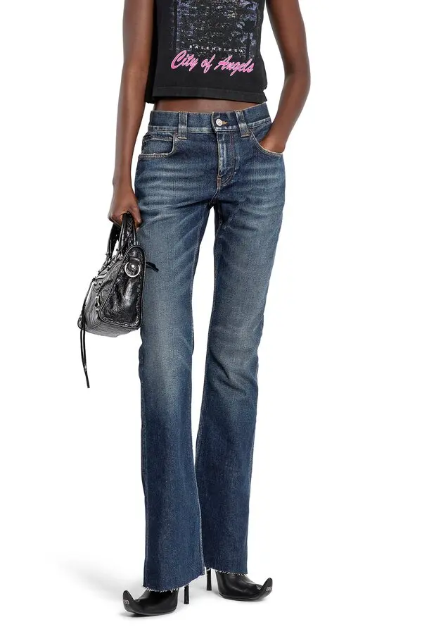 Balenciaga Slim Fit Bootcut Pants In Cotton Denim