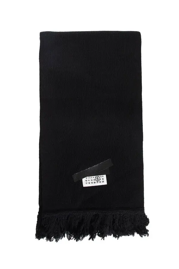 MAISON MARGIELA Ribbed Knit Wool Scarf - Black